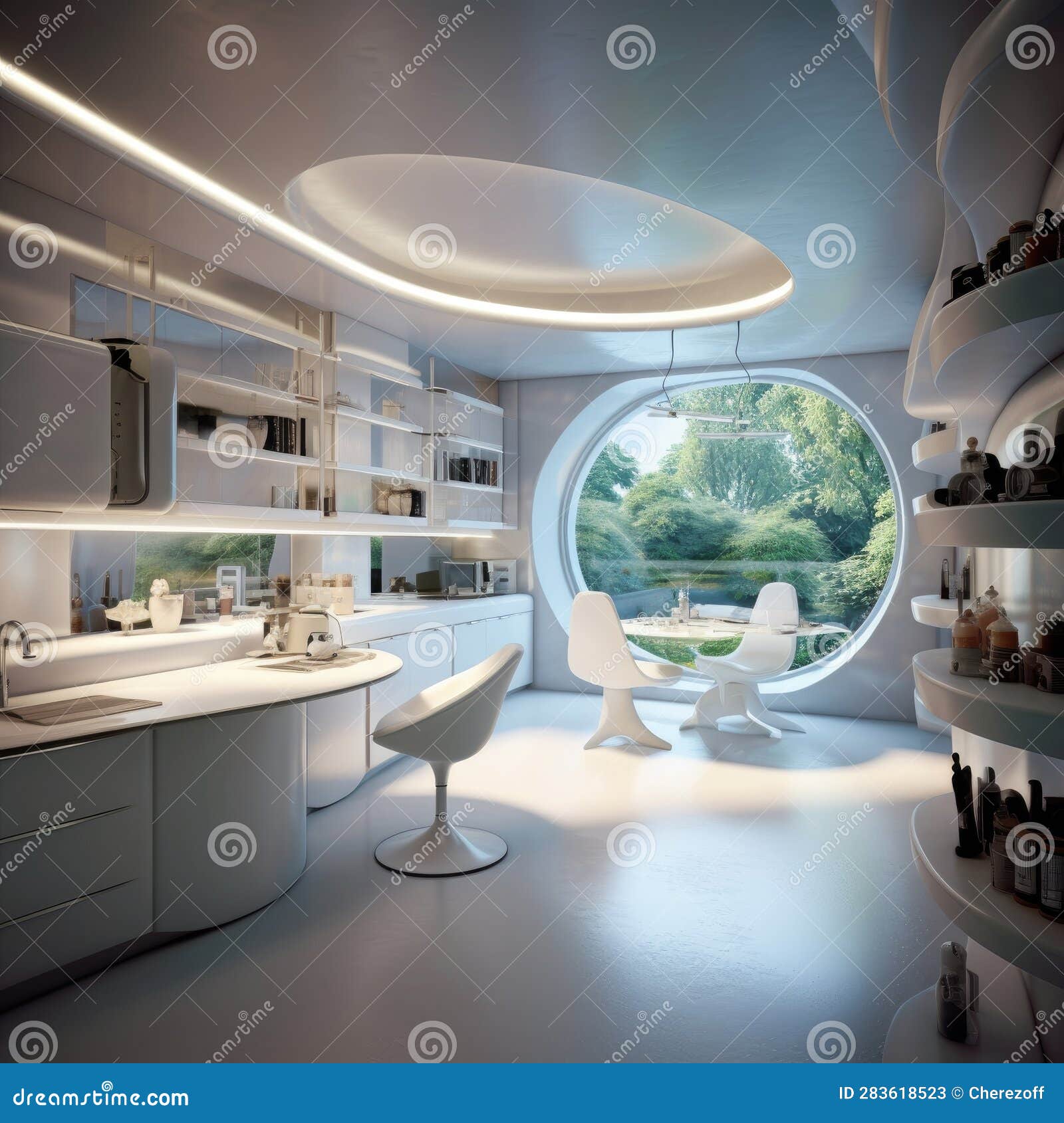 The Interior of the Future. High-tech Stock Illustration - Illustration ...