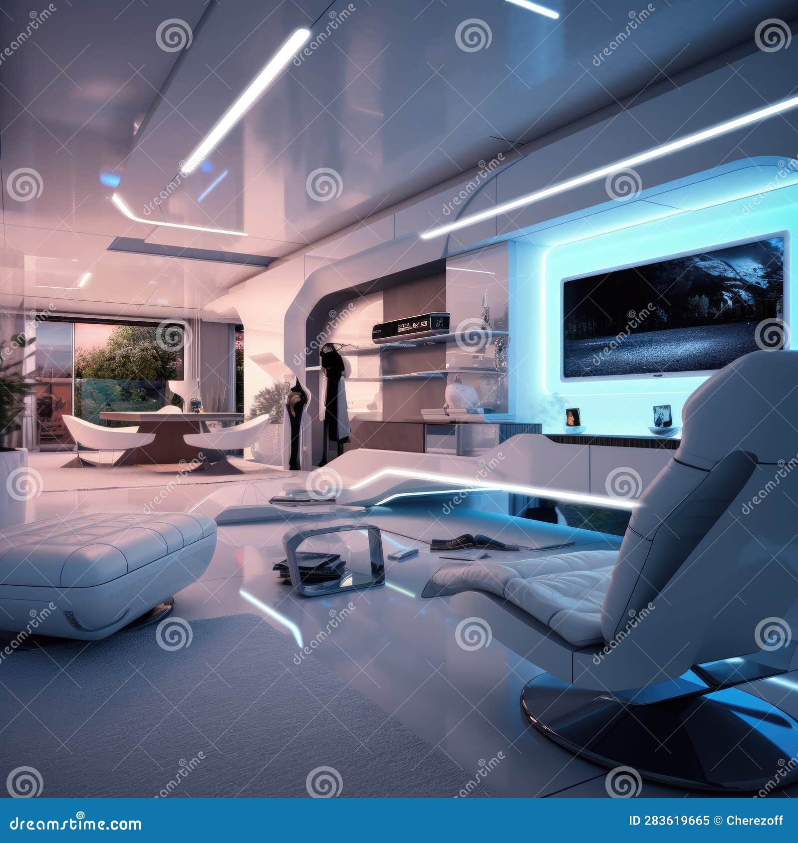 The Interior of the Future. High-tech Stock Illustration - Illustration ...