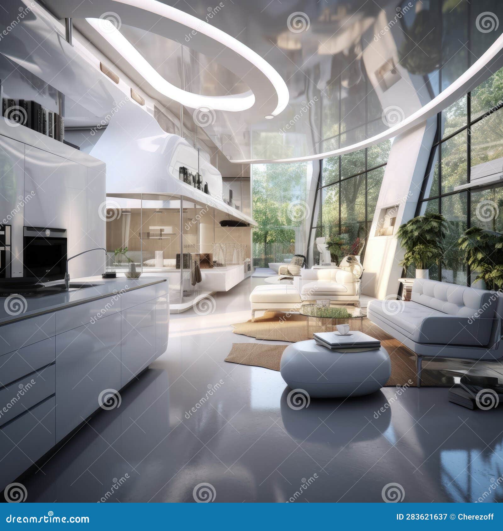 The Interior of the Future. High-tech Stock Illustration - Illustration ...