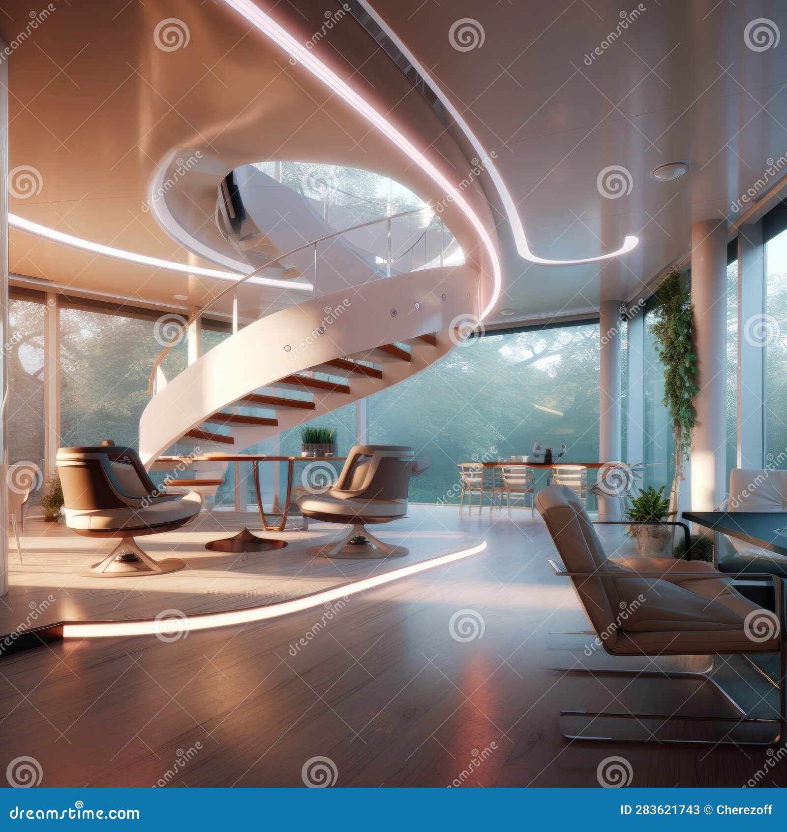 The Interior of the Future. High-tech Stock Illustration - Illustration ...