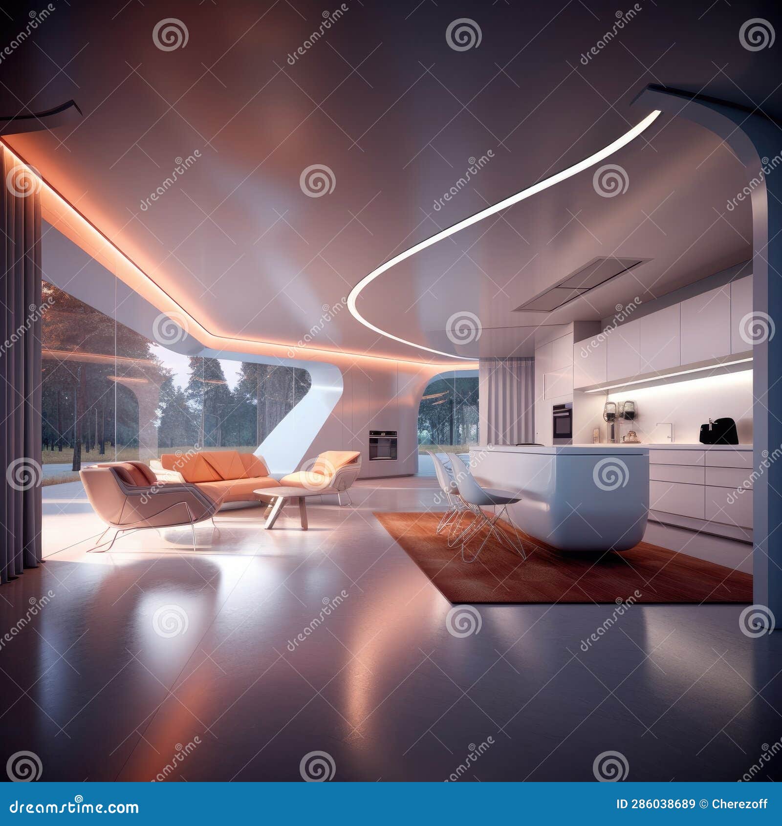 The Interior of the Future. High-tech Stock Illustration - Illustration ...
