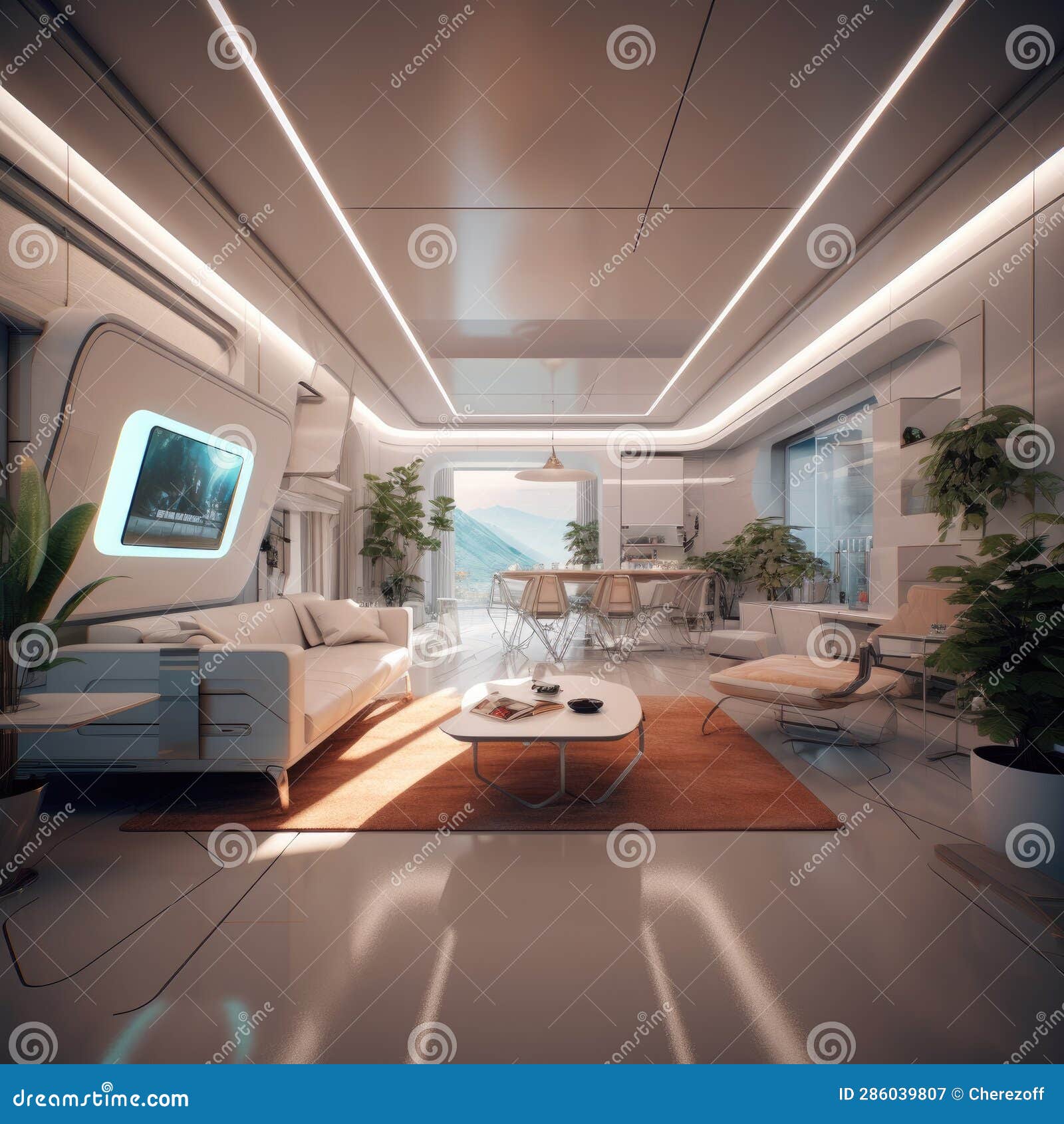 The Interior of the Future. High-tech Stock Illustration - Illustration ...