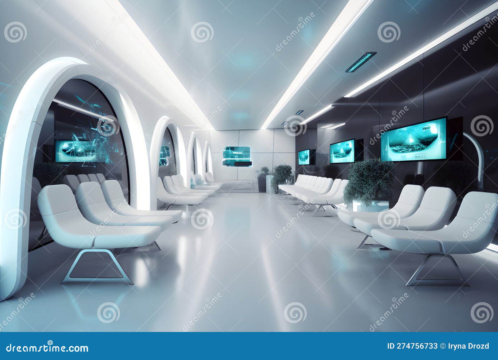 Interior of the Future Waiting Room at the Airport, Generative Al Stock ...