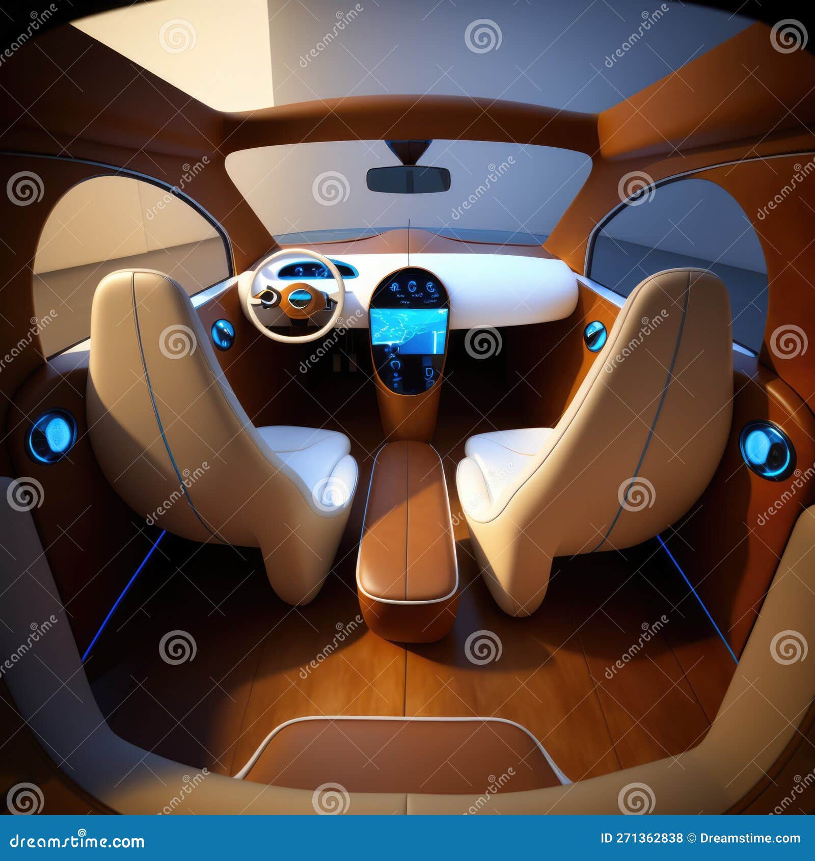 Interior of Futuristic Car with White Seats, Created Using Generative ...
