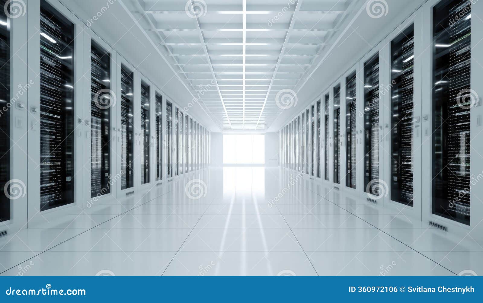 Futuristic Data Center with Bright, Minimalist Design and Advanced ...