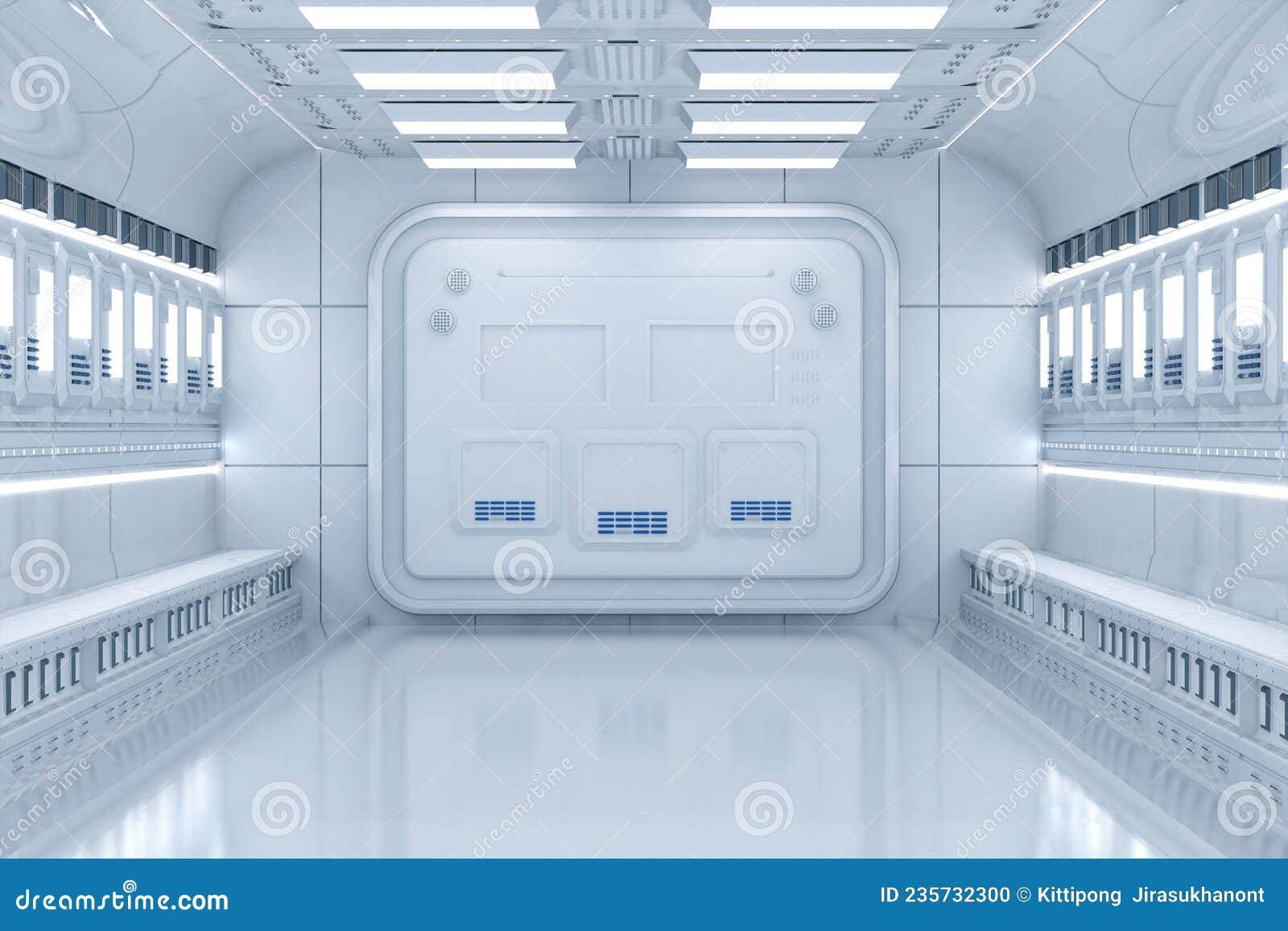 Interior Futuristic Factory with Conveyor Belt Stock Illustration ...
