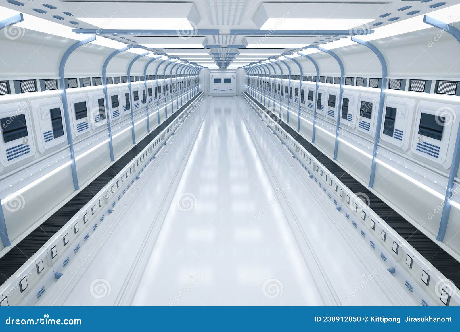 Interior Futuristic Factory with Conveyor Belt Stock Illustration ...
