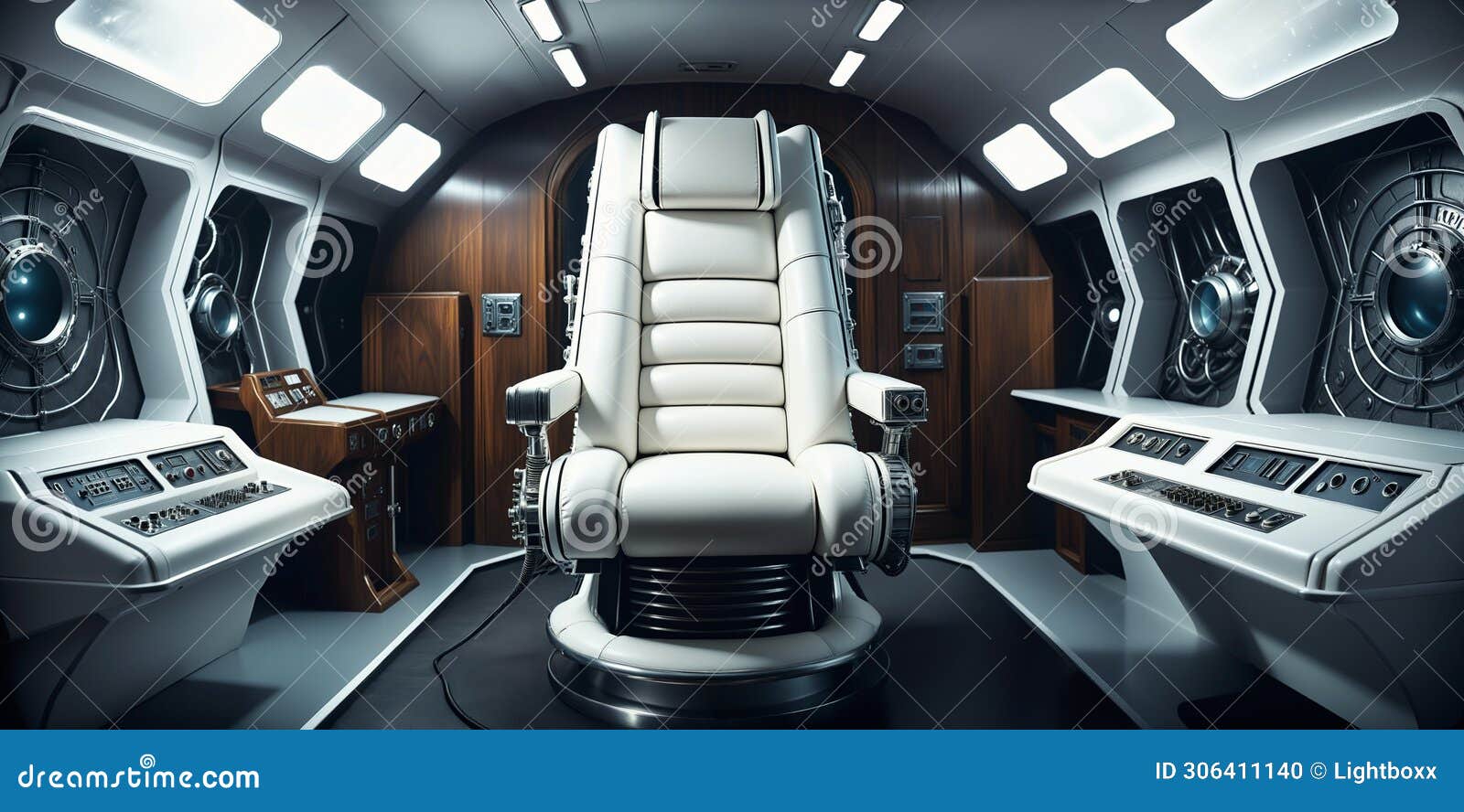 Interior of a Futuristic Spaceship. Captains Chair. Stock Illustration ...