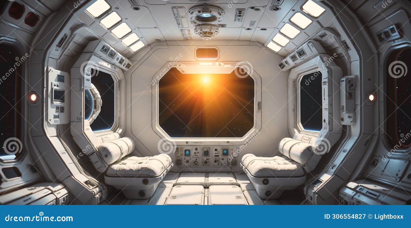 Interior of a Futuristic Spacestation Orbiting a Star Stock Image ...