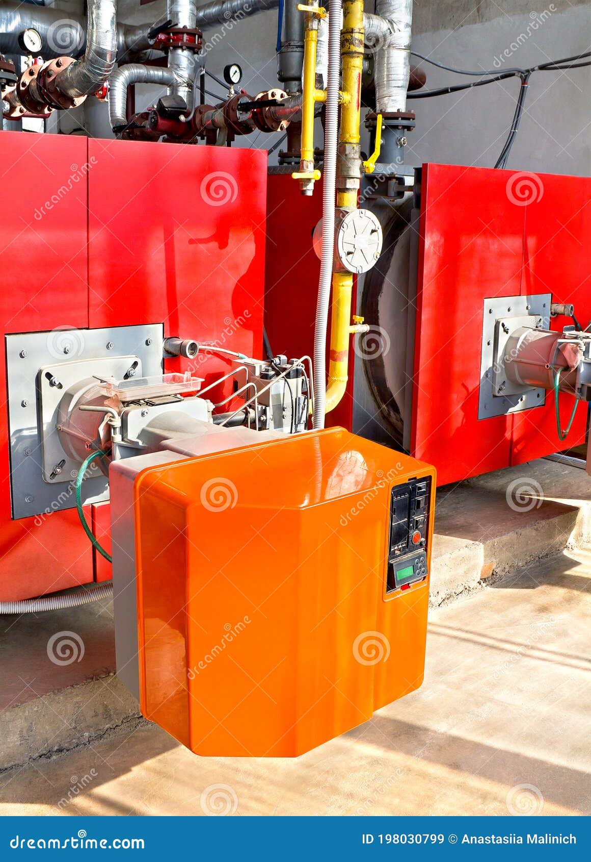 Interior of Gas Boiler-house with Two Boilers Stock Image - Image of ...