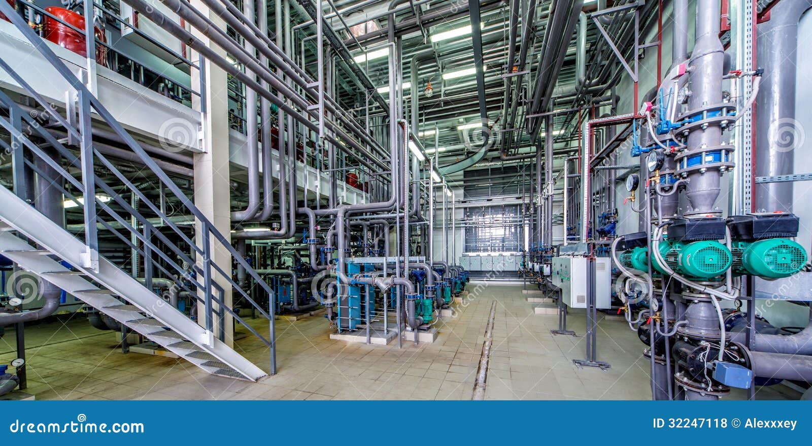 Interior Gas Boiler Room with Multiple Pipelines Stock Photo - Image of ...