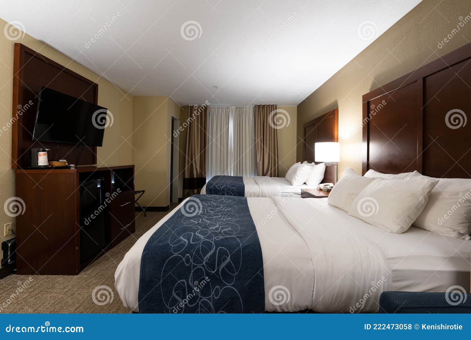 Interior of Generic Hotel Room - Two Queen Bed Room Stock Photo - Image ...
