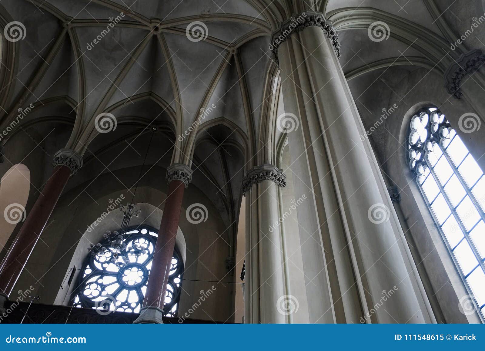 Interior of Gothic Cathedral with Columns Stock Image - Image of arch ...