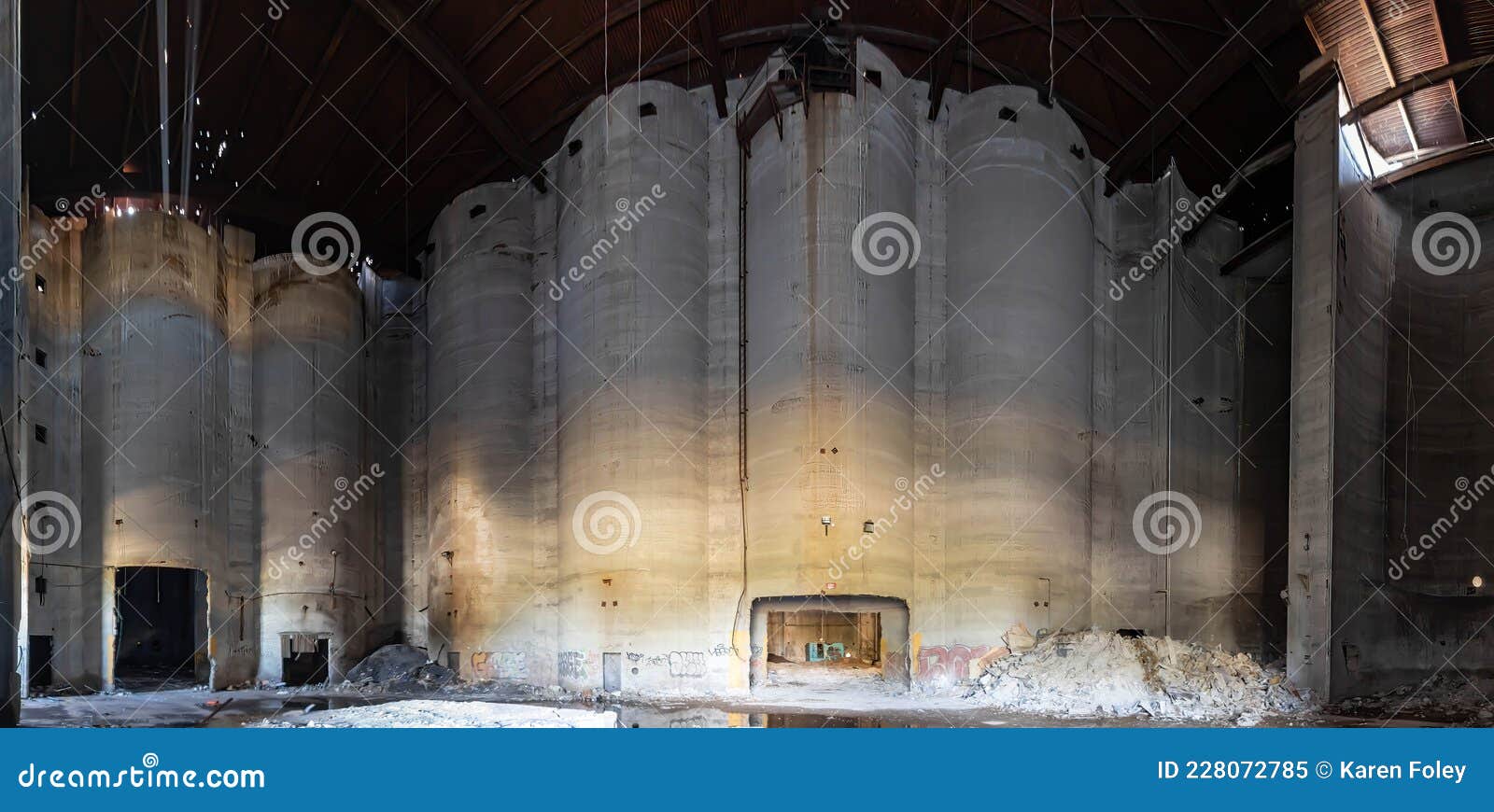 Interior of grain silo stock image. Image of processing - 228072785