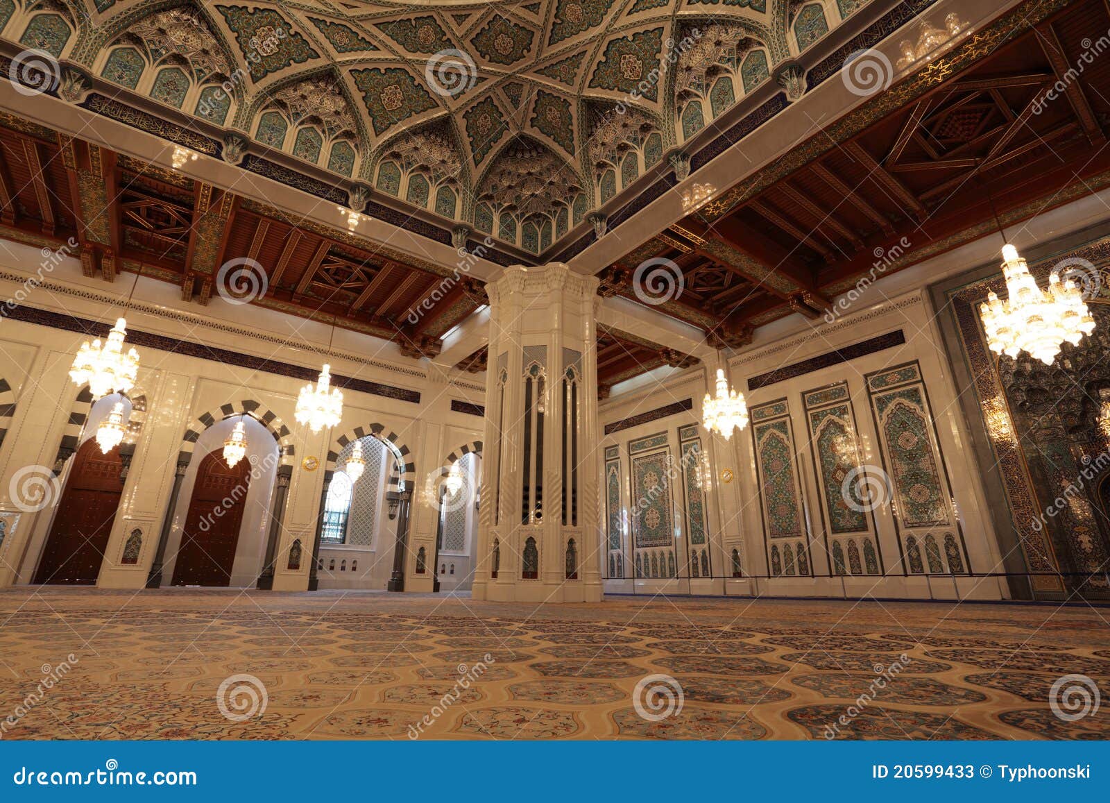 Interior of Grand Mosque, Oman Stock Image - Image of arabia ...