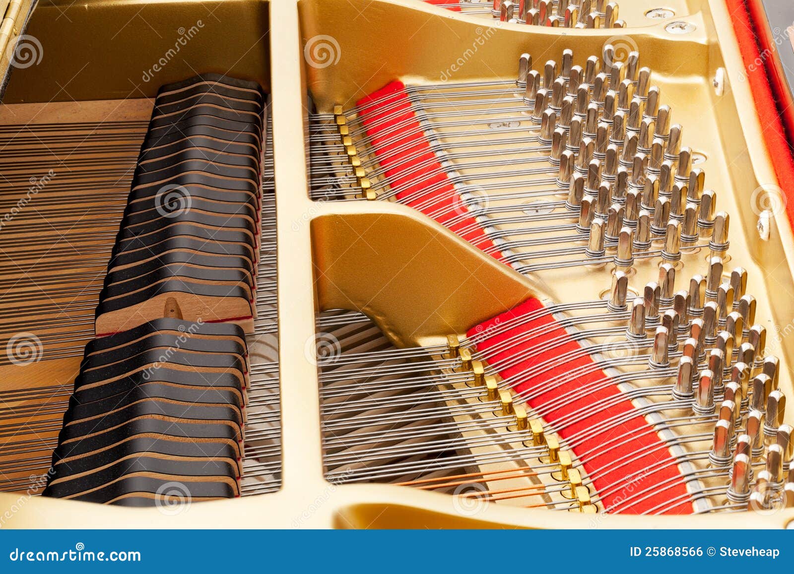 Interior of Grand Piano with Strings Stock Photo - Image of coils ...