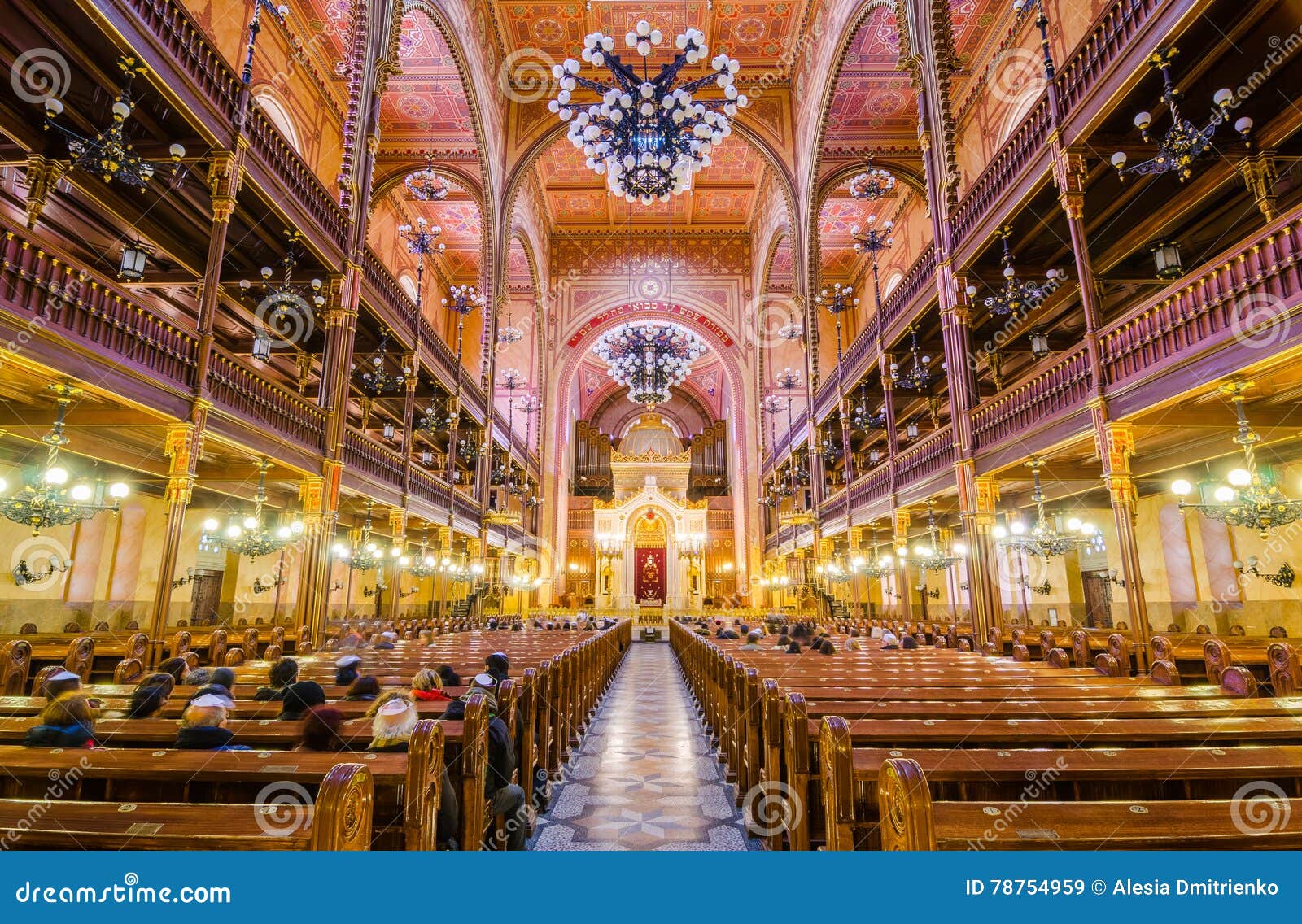 Interior of the Great Synagogue or Tabakgasse Synagogue in Budapest ...