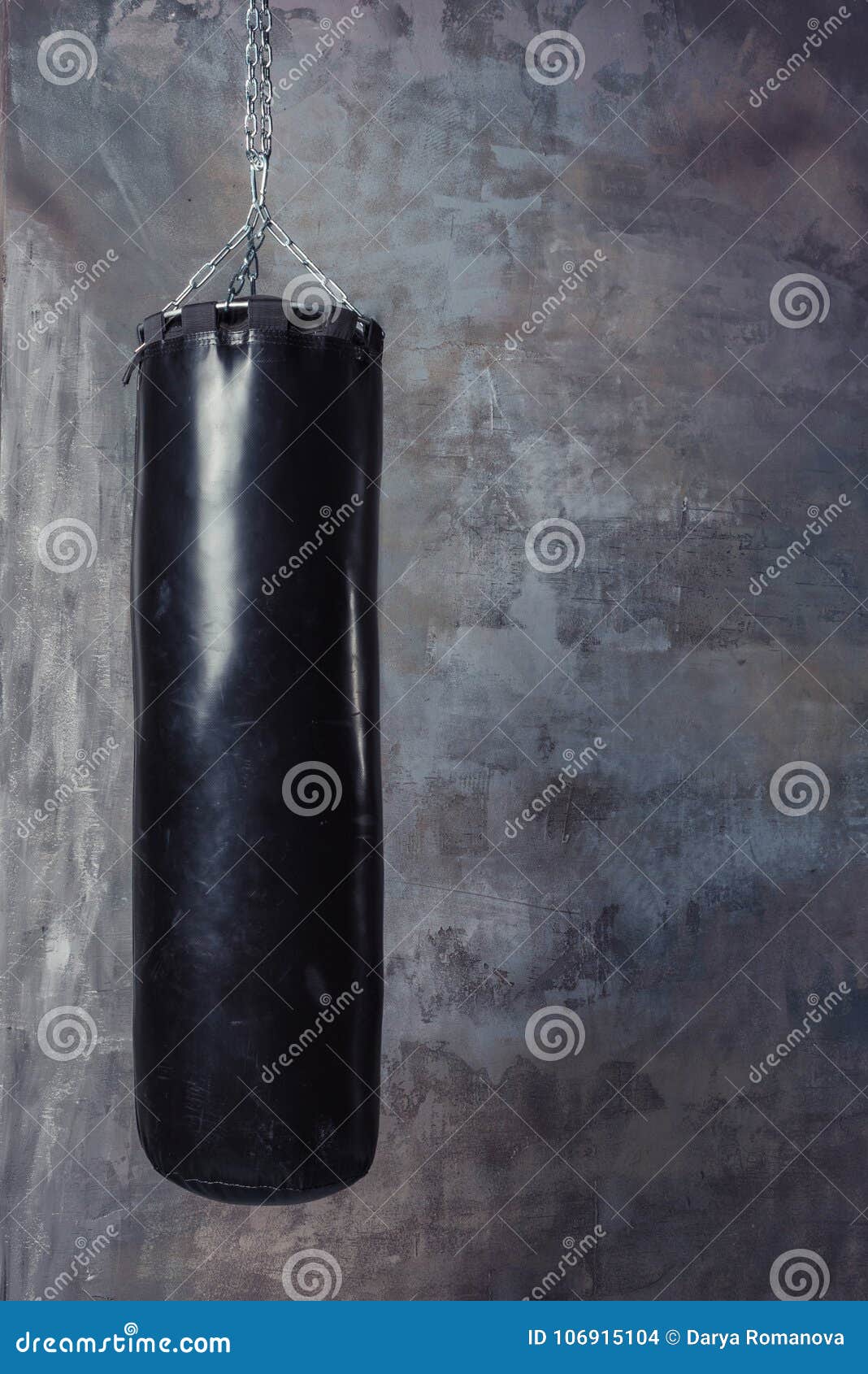 Black Punching Bag in Empty Room. Stock Photo - Image of exercise ...