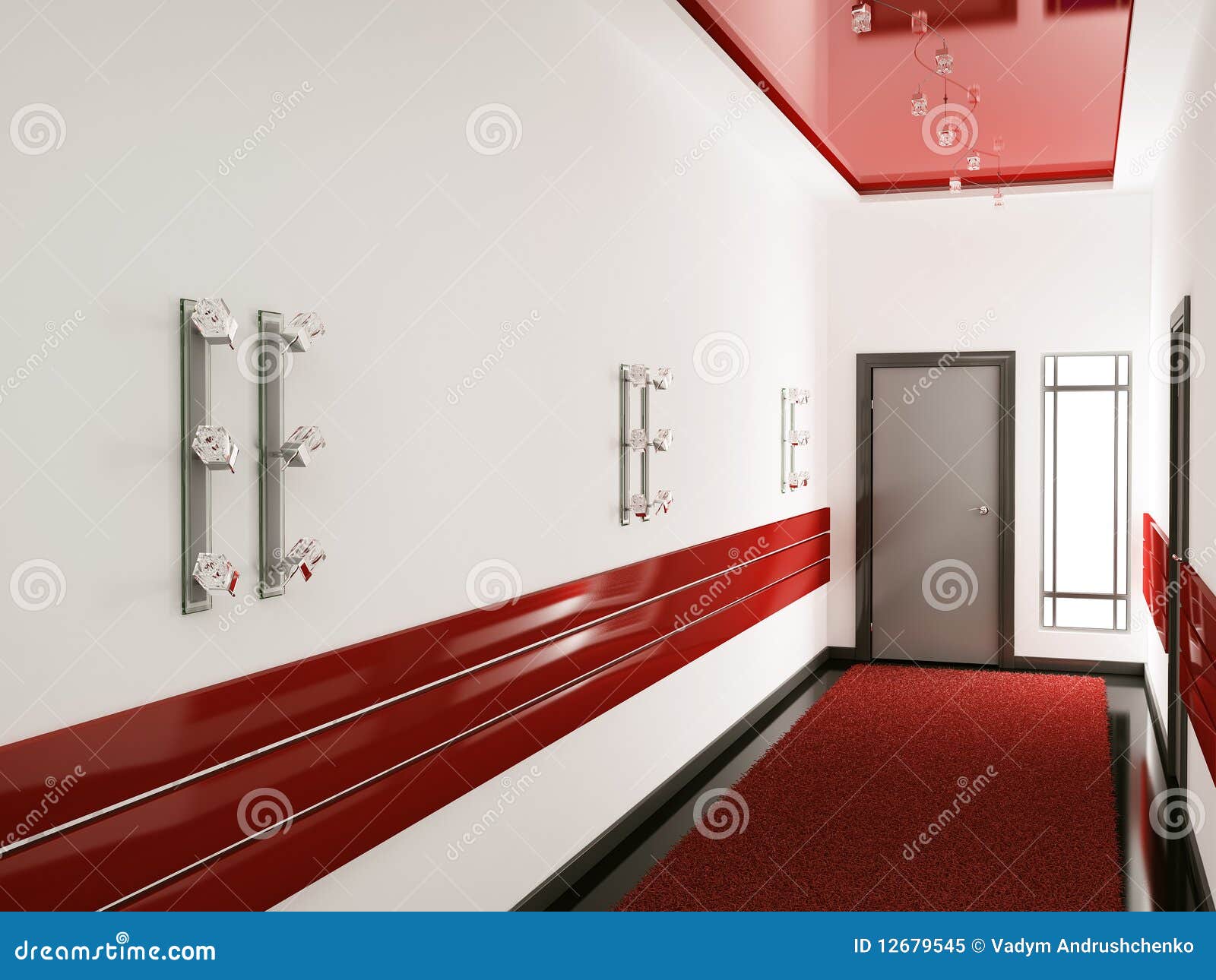 Interior of hall 3d render stock illustration. Illustration of estate ...