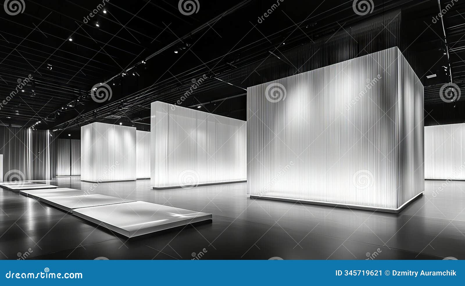 Interior of a Hall with Clean, Shiny Metallic Walls Stock Image - Image ...