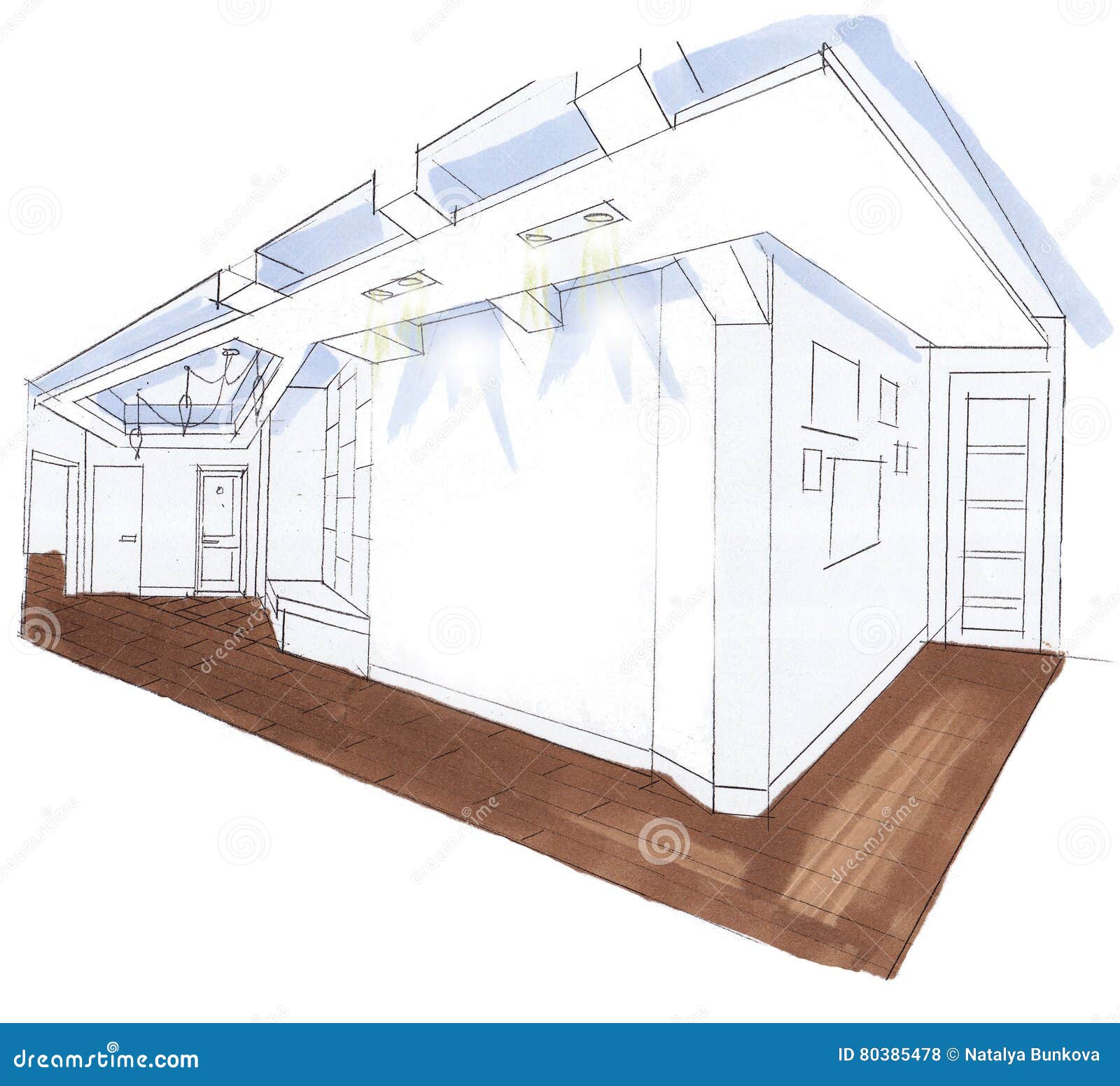 The interior of the hall stock illustration. Illustration of design ...