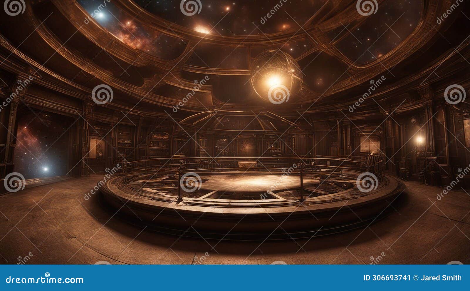 Interior of an Hall a Steampunk, Space Nebula Panorama, Equirectangular ...