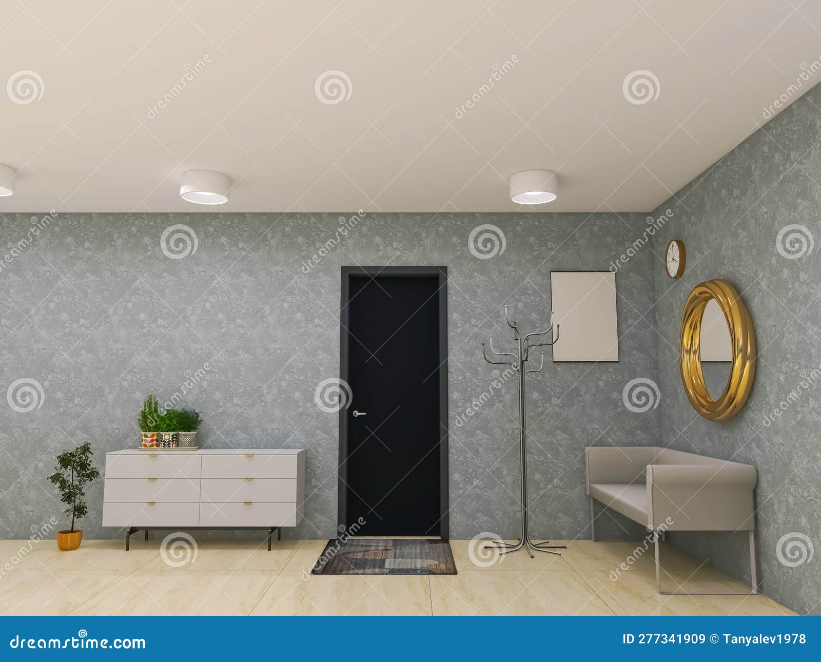 Interior Hallway 3d Render, 3d Illustration Stock Illustration ...