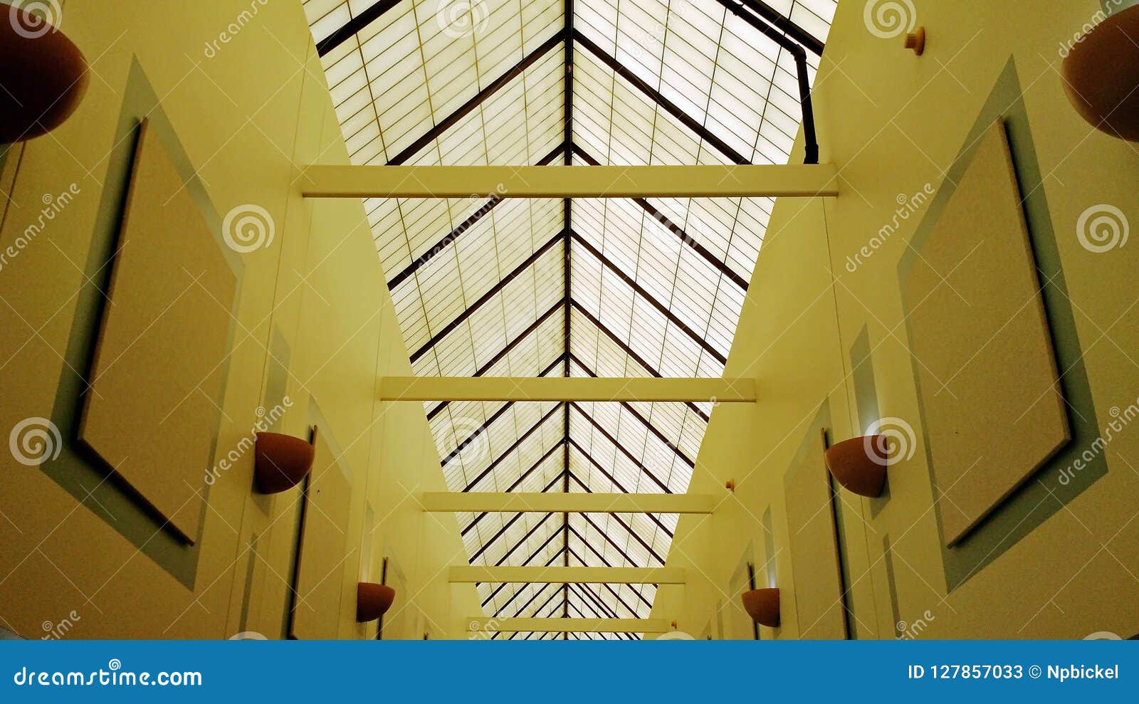 Interior Hallway with Vaulted Ceiling Stock Image - Image of design ...