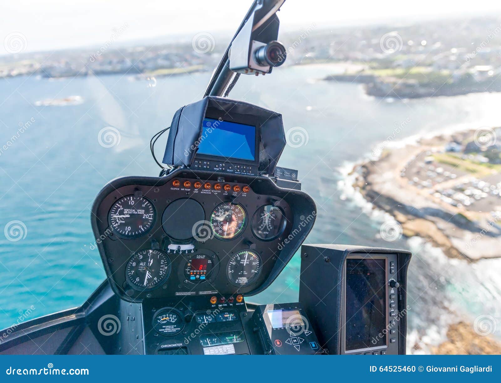 Interior of Helicopter during Flight. Cockpit and Instruments Stock ...