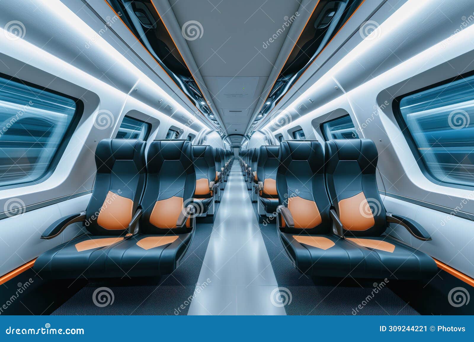 Interior of High Speed Train with Comfortable Modern Seats in Business ...