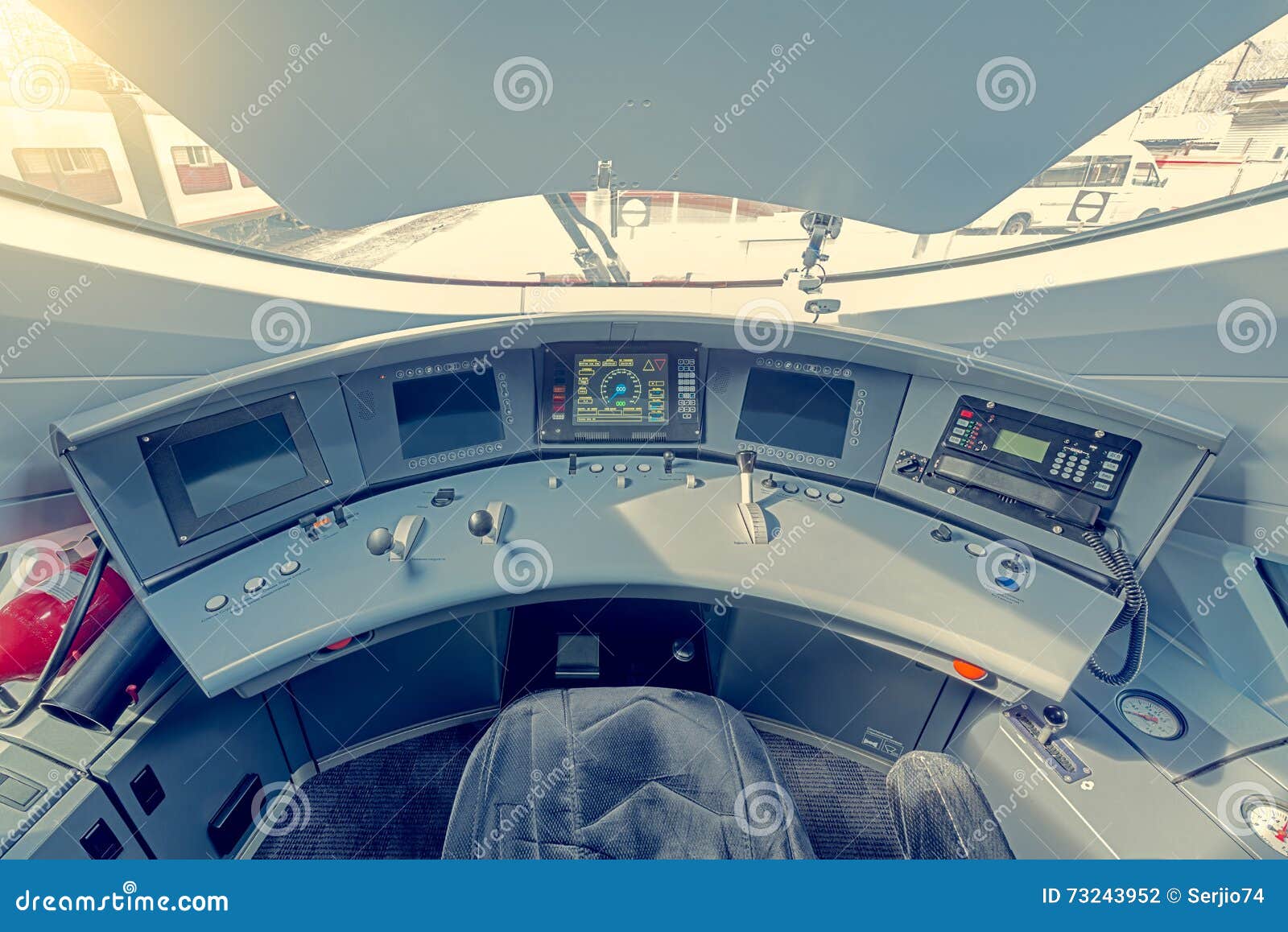 Interior of the Highspeed Train Cockpit. Stock Photo - Image of railway ...