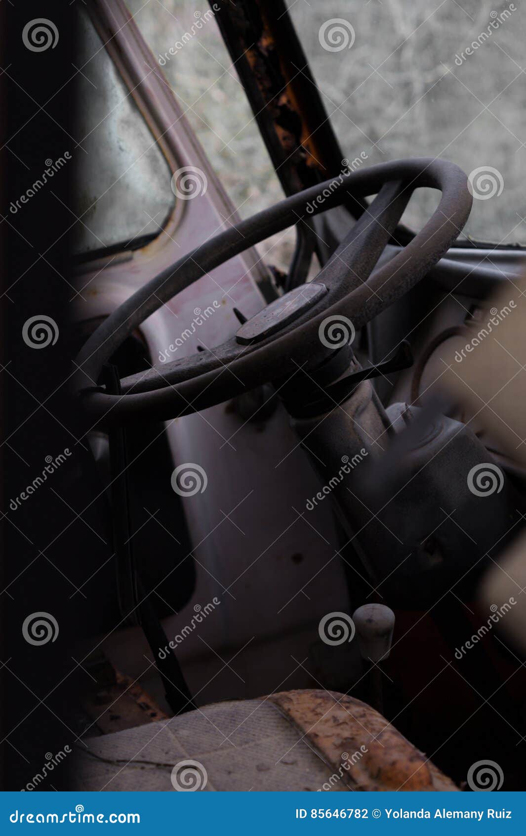 Interior of a Hippie Old Van Abandoned Stock Photo - Image of broken ...