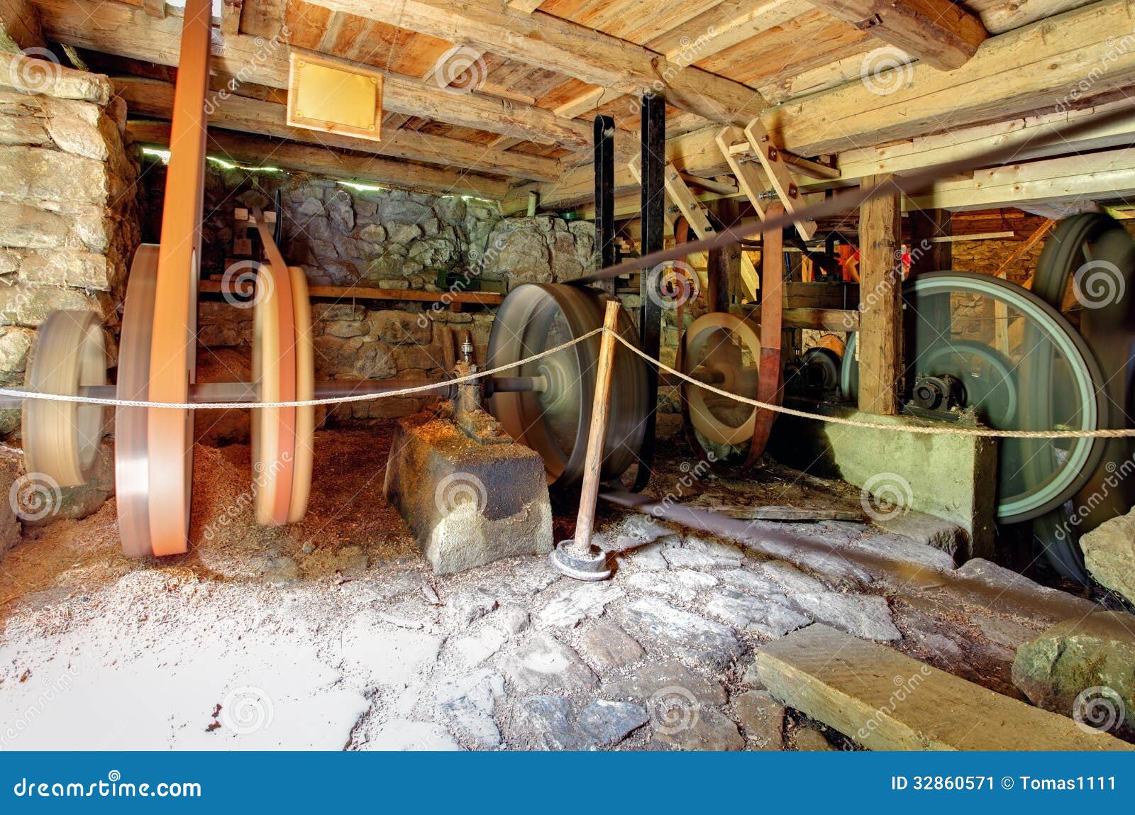 Interior of Historic Watermill Stock Image - Image of plant, cereal ...