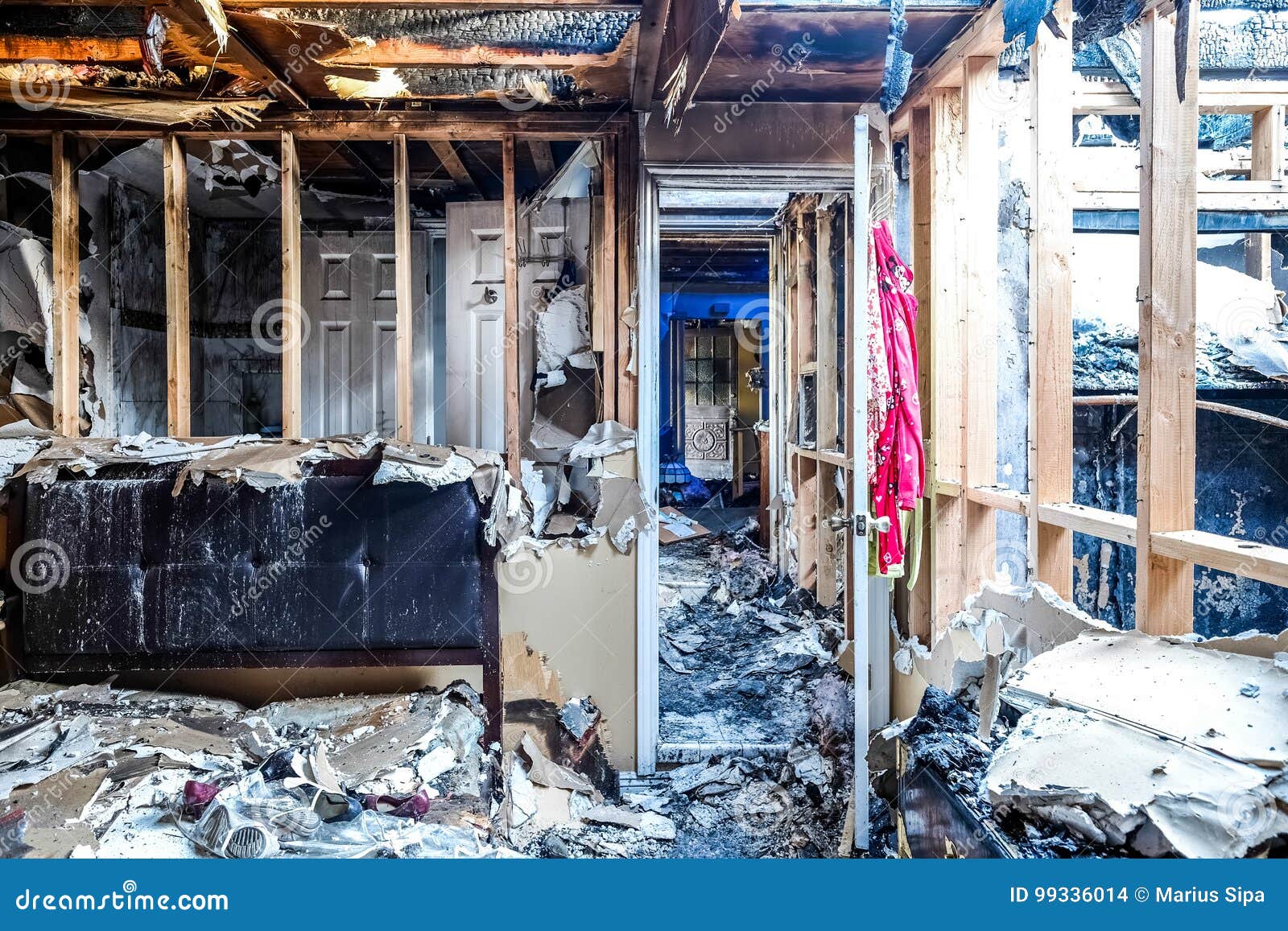 Fire Damaged Home stock photo. Image of ceiling, realty - 99336014