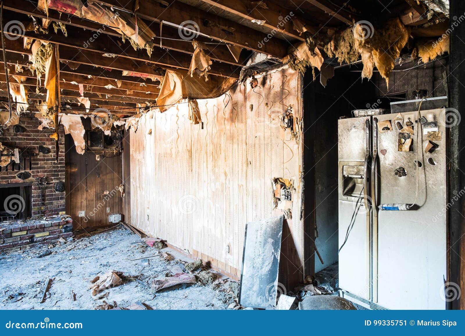 Fire Damaged Home stock image. Image of plate, brick - 99335751