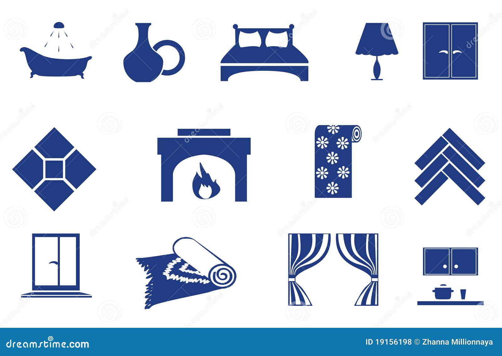 Interior, Home Related Icons Stock Vector - Illustration of single ...