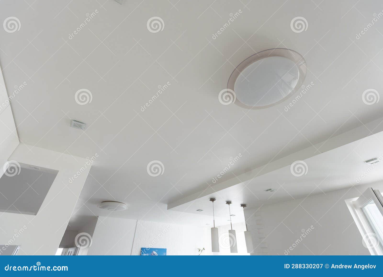 Interior Home White Ceiling Minimalist Design with Diagonal Pattern and ...