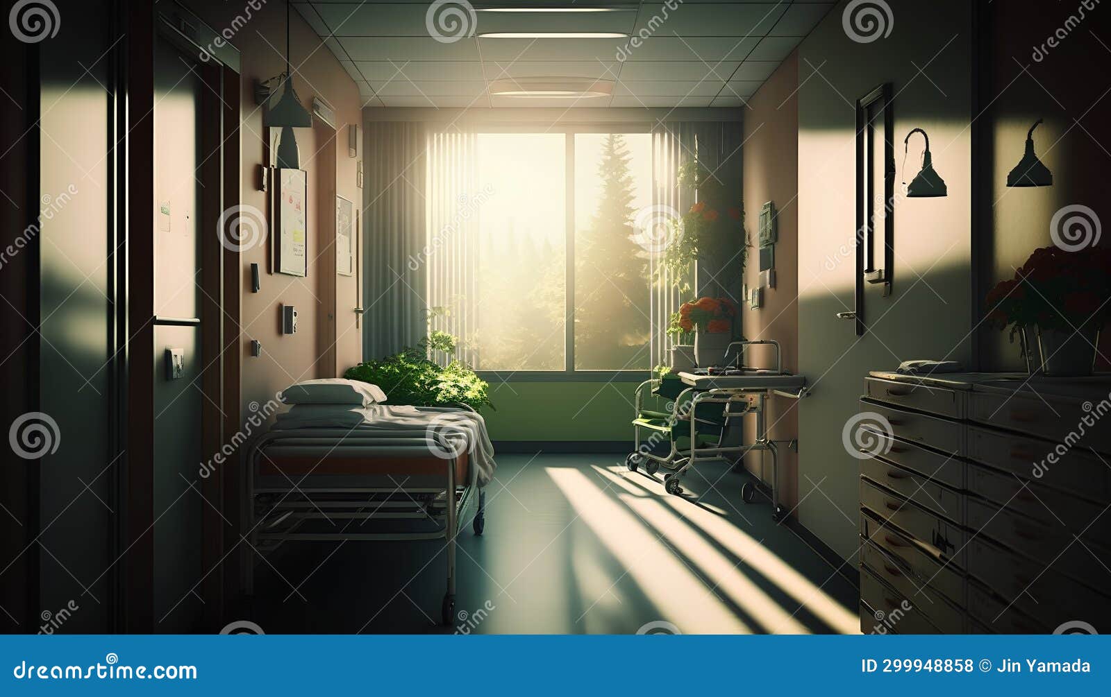 Interior of a Hospital Corridor, 3d Render, Toned Image Stock ...