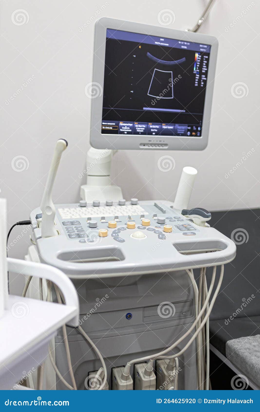 Interior of Hospital Room with Ultrasound Machine and Bed Stock Photo ...