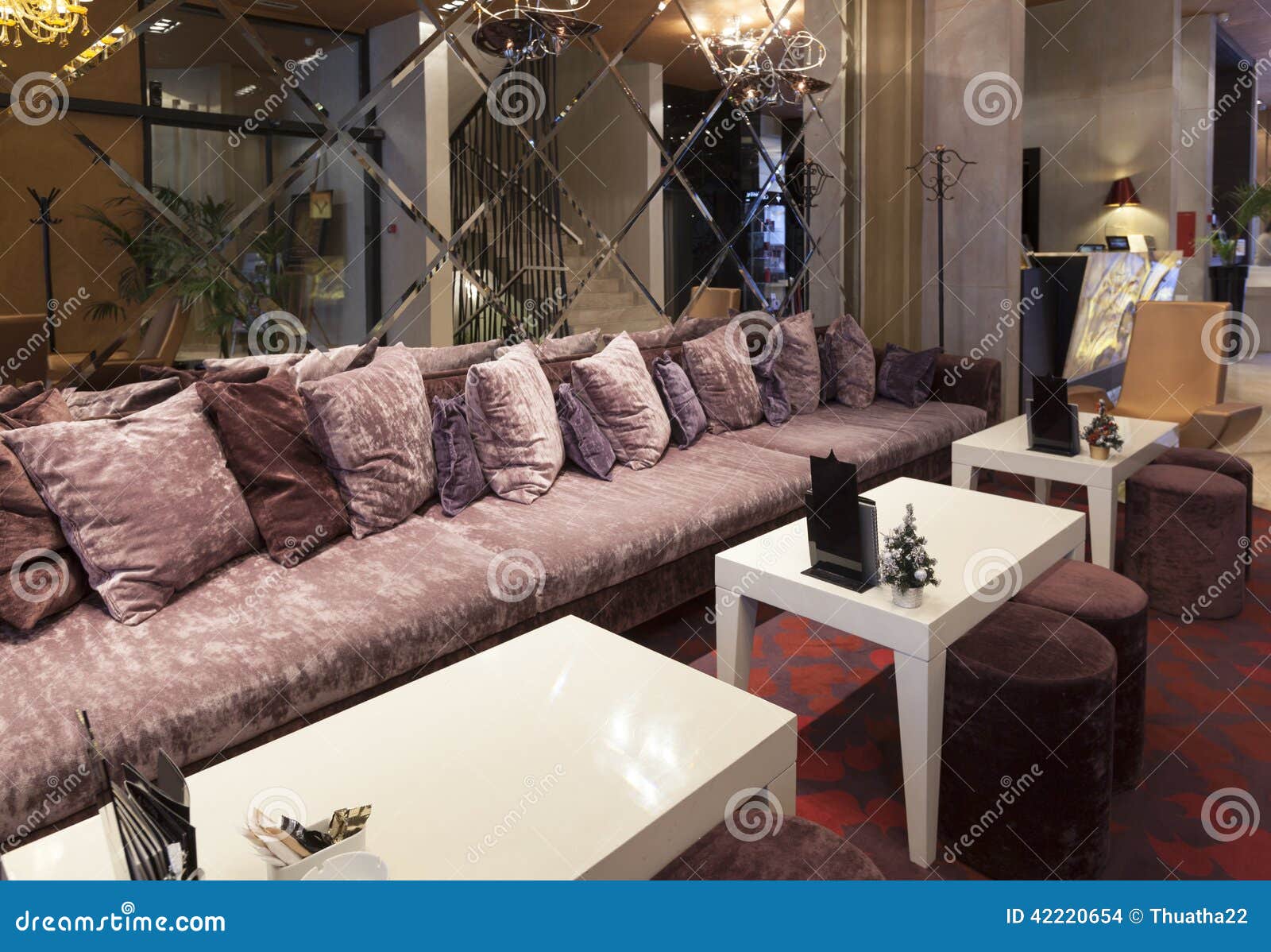 Interior of a Hotel Lobby with Cafe Stock Photo - Image of hallway ...