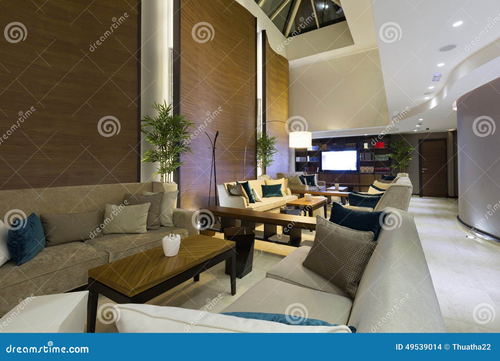Interior of a Hotel Lobby with Cafe Stock Photo - Image of hotel, decor ...