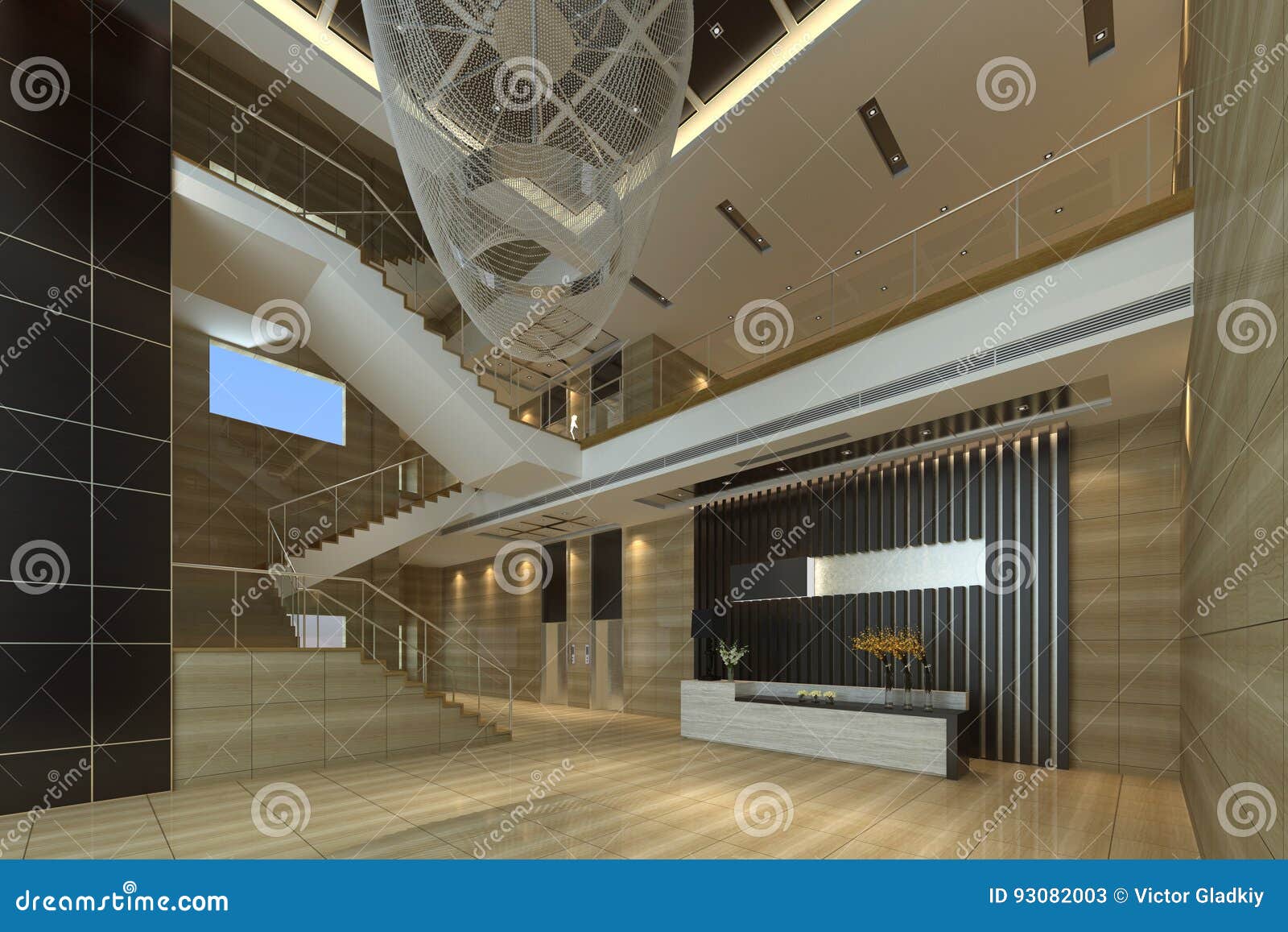 Interior of Hotel Reception Hall 3D Illustration Stock Illustration ...