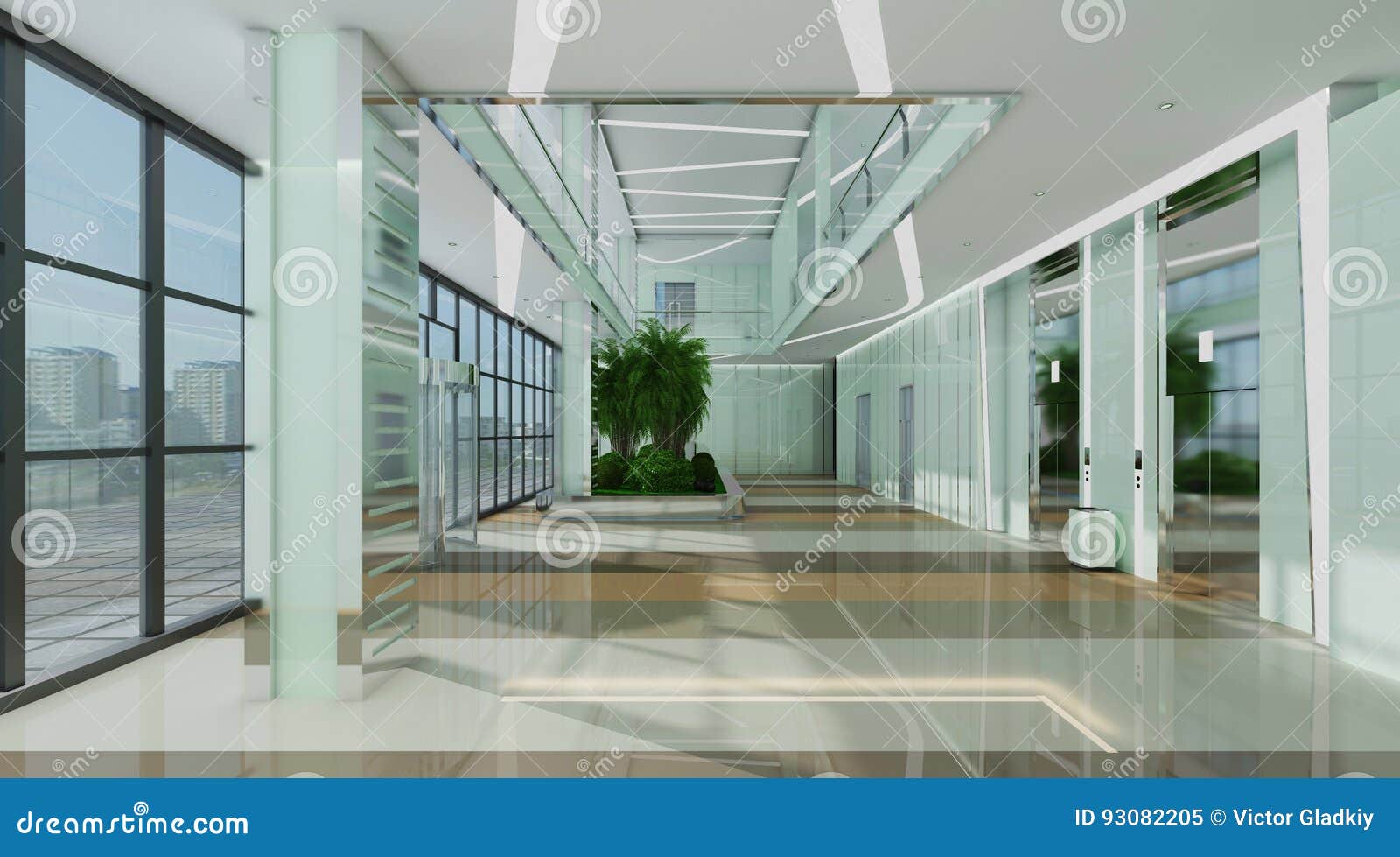 Interior of Hotel Reception Hall 3D Illustration Stock Illustration ...