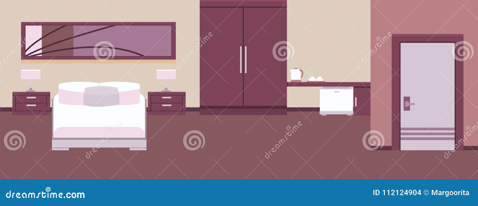Interior Hotel room stock vector. Illustration of inside - 112124904
