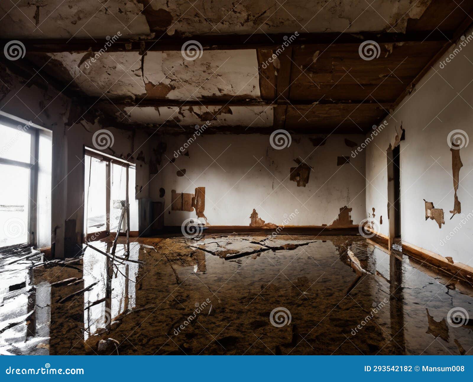 Interior of a House after a Flooded Earthquake Stock Photo - Image of ...