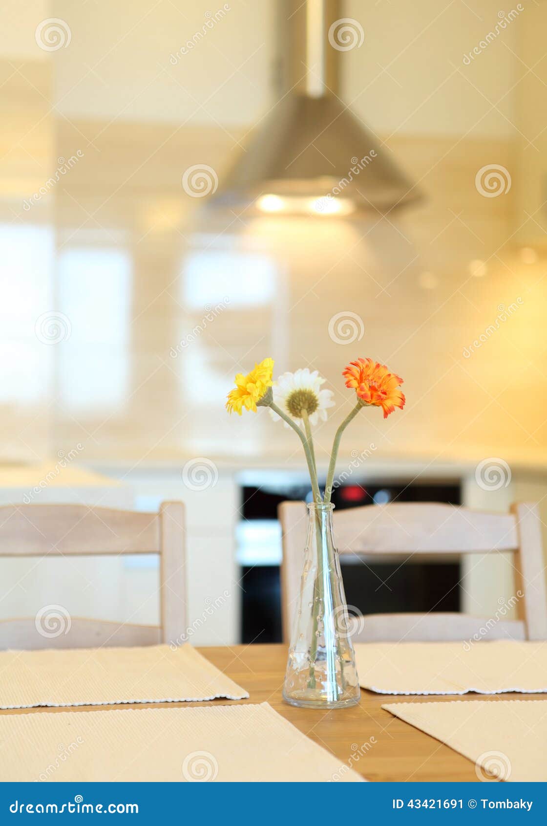 Interior House, Large Modern Kitchen, Dining Table Stock Image - Image ...