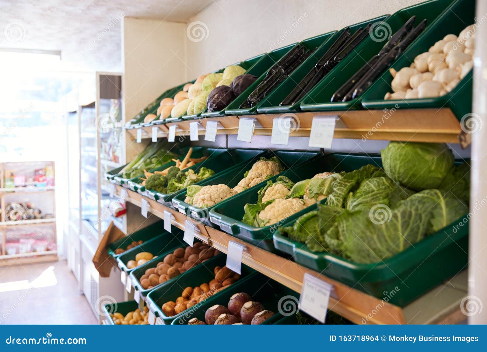Display of Fresh Vegetables in Organic Farm Shop Stock Photo - Image of ...