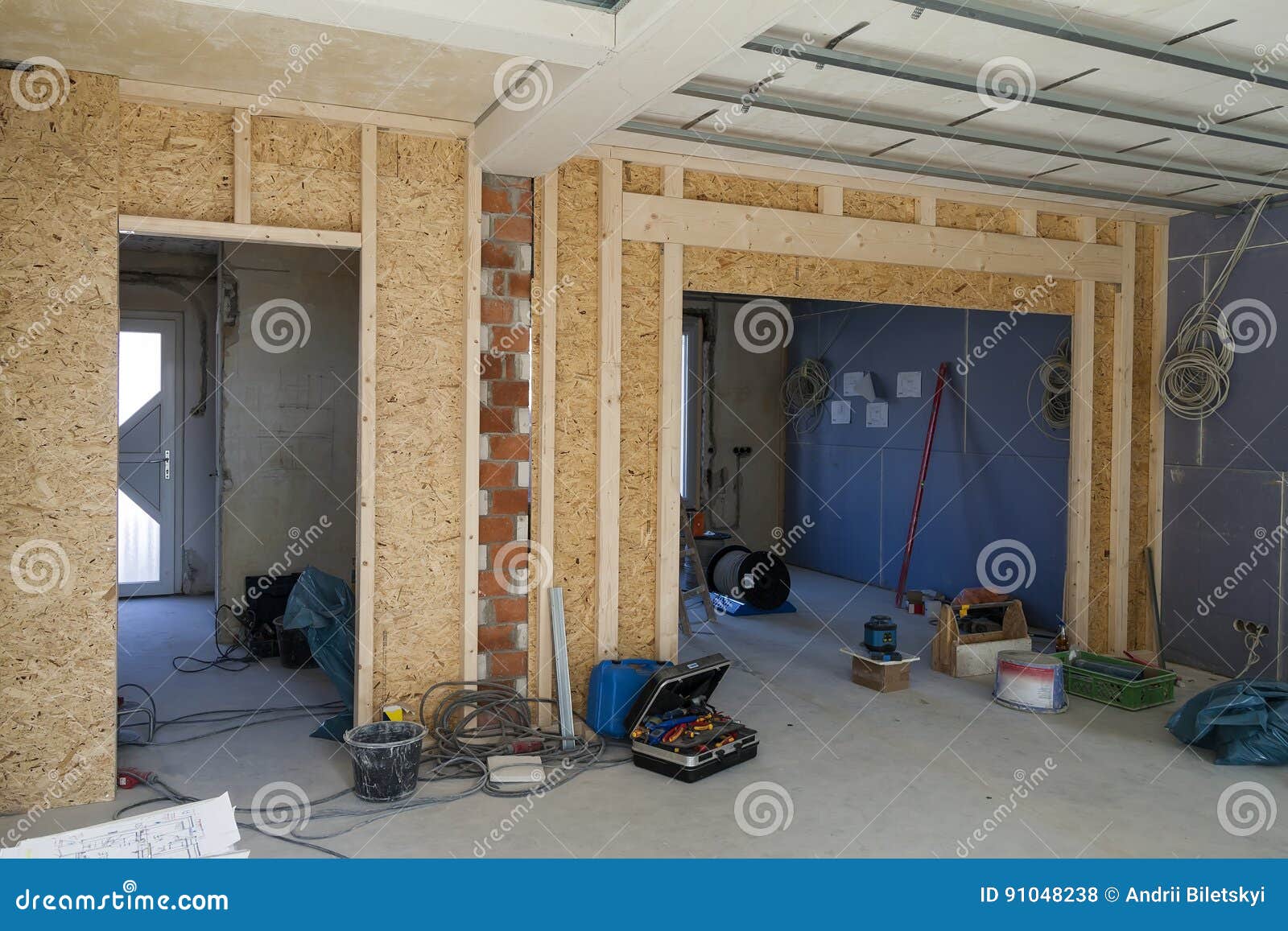 Interior of a House Under Construction. Renovation of an Apartment ...