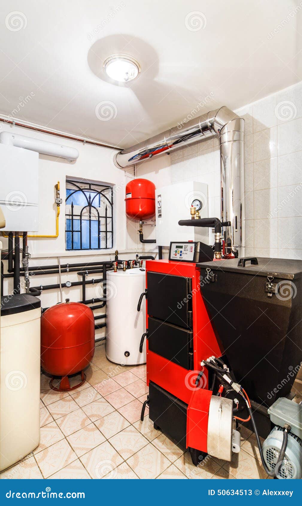 Interior Household Boiler with a Boiler for Solid Fuels Stock Image ...
