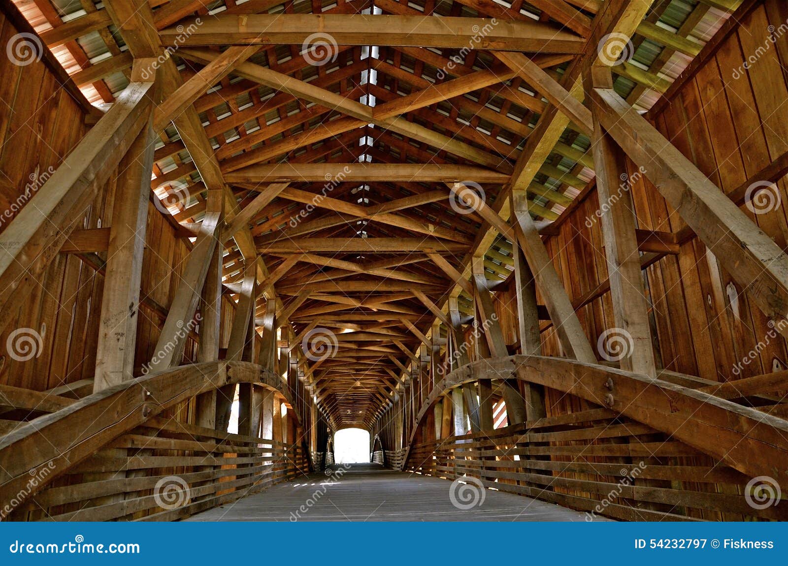 Interior of a Huge Covered Bridge Stock Image - Image of october ...